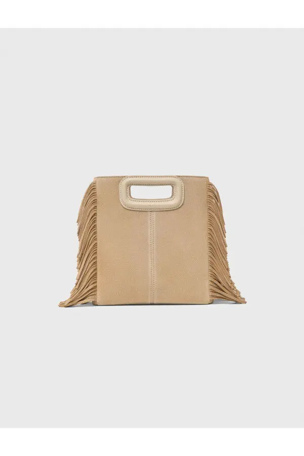 Maje Suede M Bag - Natural
