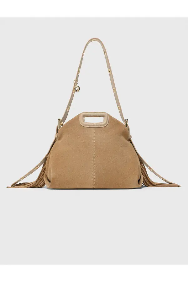Maje Suede Miss M Bag - Natural