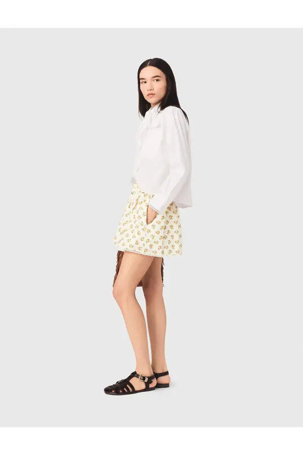 Maje Printed Skirt With Rickrack Trim