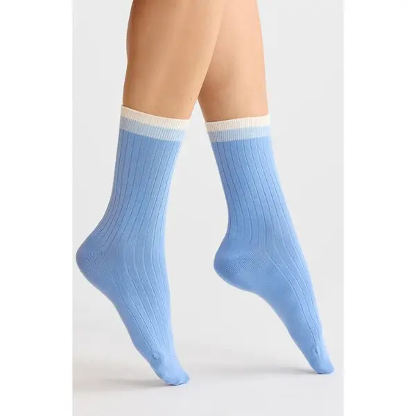 Nordstrom Tipped Wide Rib Dress Socks - Blue Cornflower