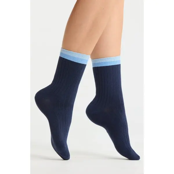 Nordstrom Tipped Wide Rib Dress Socks - Navy Peacoat
