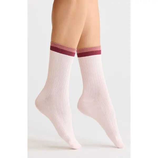 Nordstrom Tipped Wide Rib Dress Socks - Pink Primrose