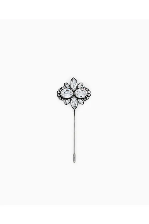 Giorgio Armani Metal Pin With Floral Element - White / Pink
