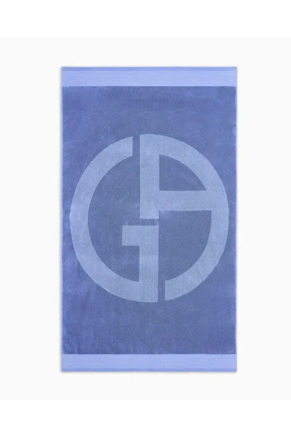 Giorgio Armani Cotton Beach Towel With Jacquard Logo - Purple