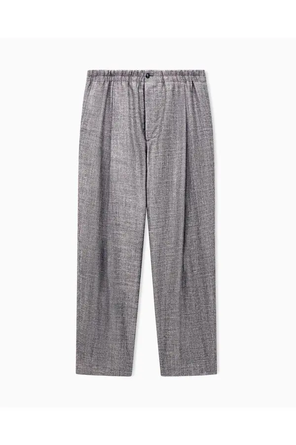 Giorgio Armani Silk And Linen Single-pleat Trousers - Natural