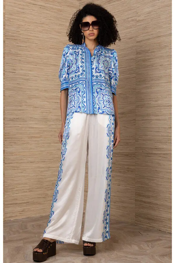 Hale Bob Bara Silk Pant - Blue