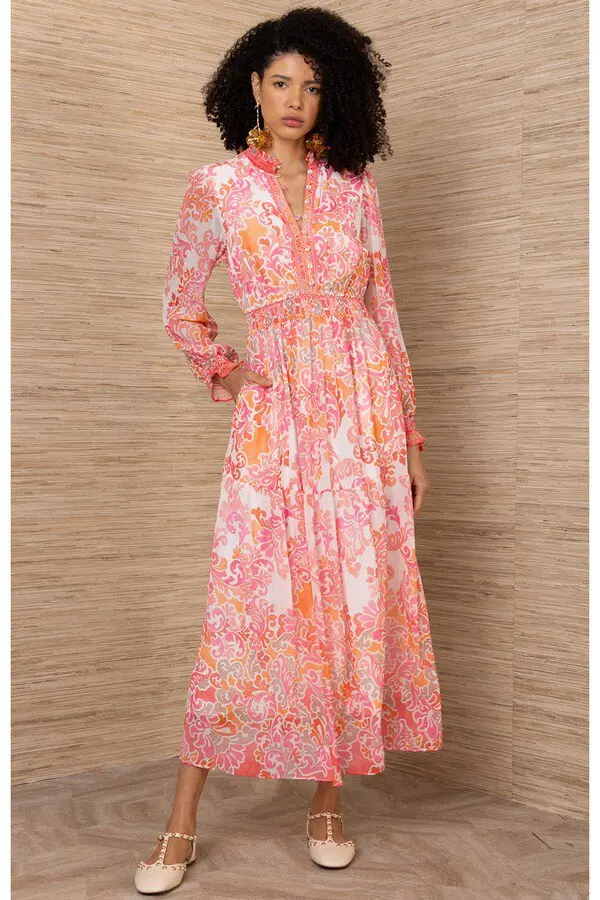 Hale Bob Bertille Chiffon Maxi Dress - Pink