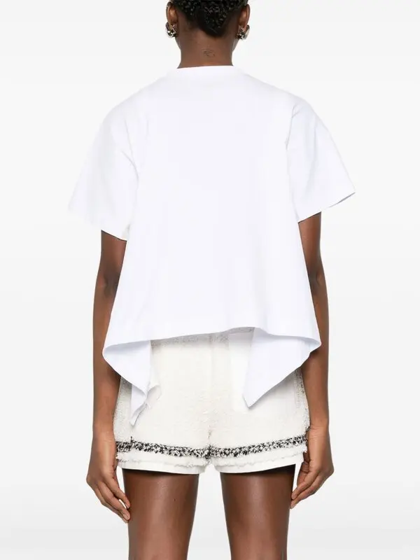 Sacai Cotton T-shirt With Draped Detail - White