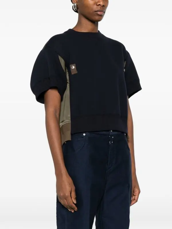Sacai Cotton Blend Layered Sweater - Green