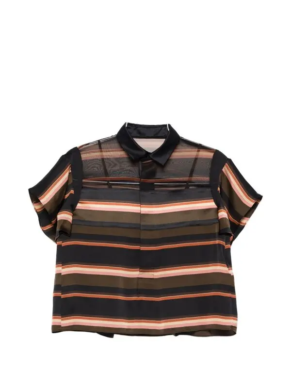 Sacai Striped Polo Shirt - Green