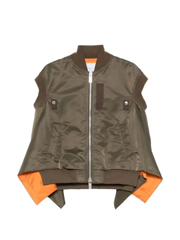 Sacai Nylon Zipped Vest - Green