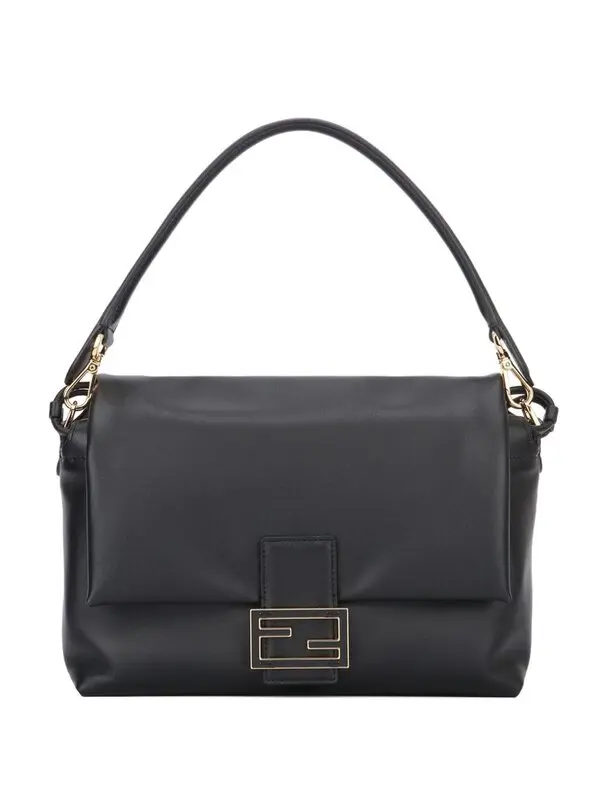 Fendi Mamma Baguette Medium Leather Handbag - Black