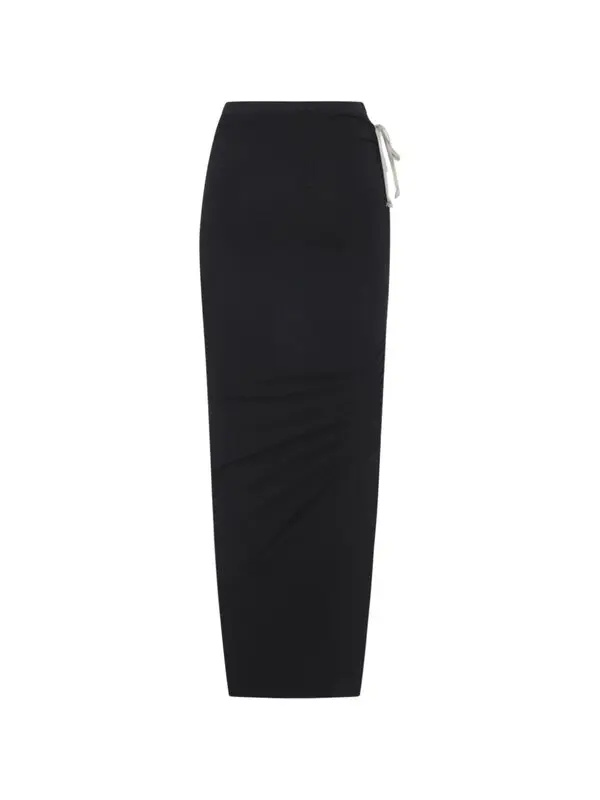 Rick Owens Cotton Long Skirt - Black