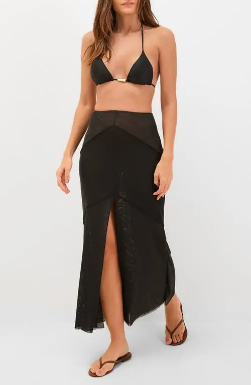 VIX PAULA HERMANNY Taly Semisheer Mesh Cover-up Maxi Skirt - Black