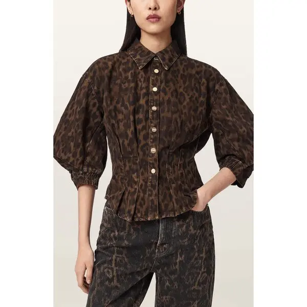 ALLSAINTS Nancy Bishop Sleeve Denim Top