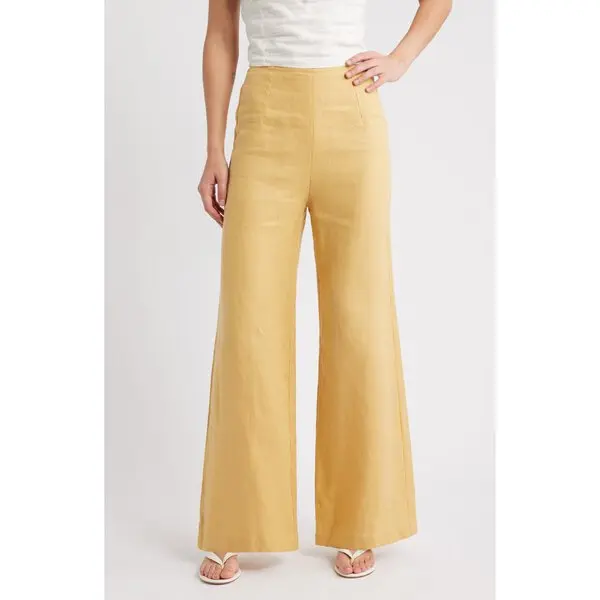 Faithfull The Brand Syna Wide Leg Linen Pants - Marigold