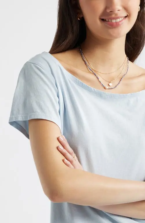Bp. Relaxed Fit Boat Neck Cotton T-shirt - Blue Bird