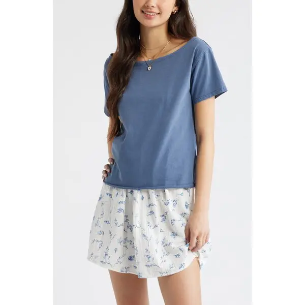 Bp. Relaxed Fit Boat Neck Cotton T-shirt - Blue Indigo