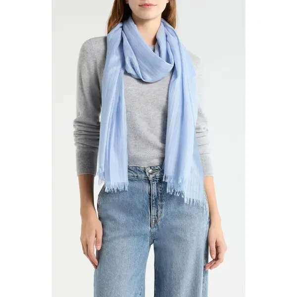 Nordstrom Textured Cashmere Scarf - Blue Cashmere