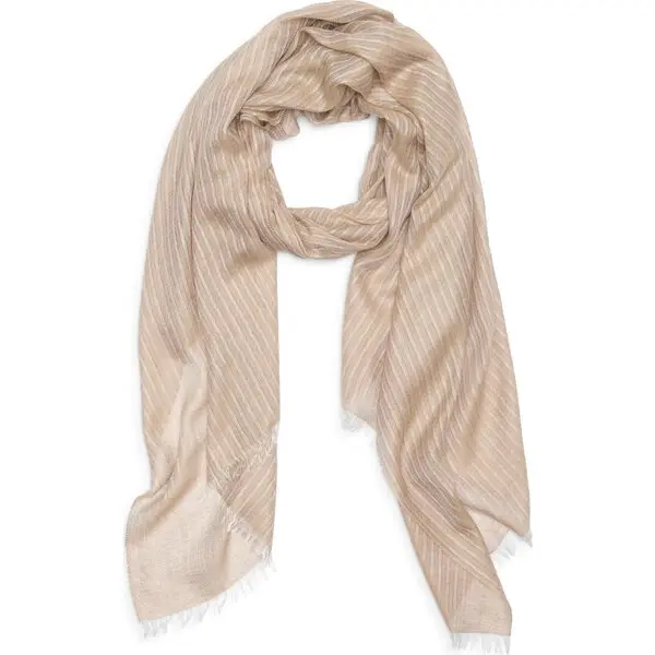 Nordstrom Striped Silk & Cashmere Scarf - Oat
