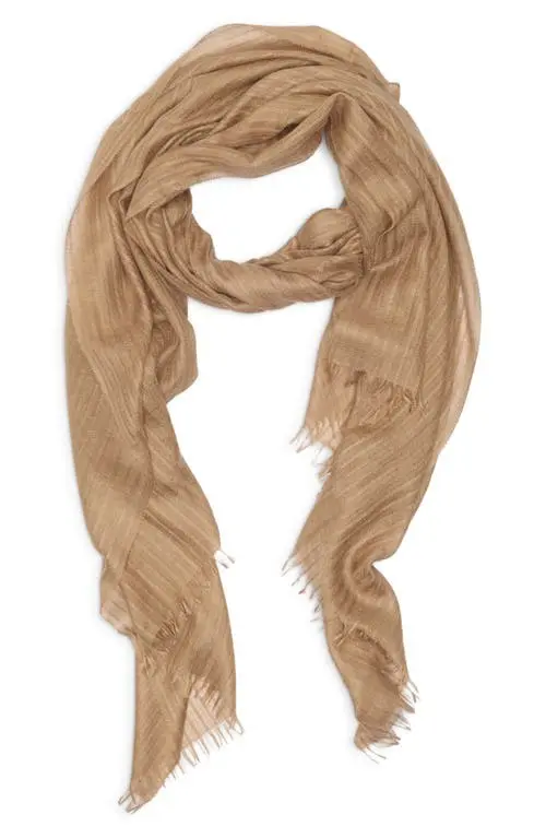 Nordstrom Striped Silk & Cashmere Scarf - Tan
