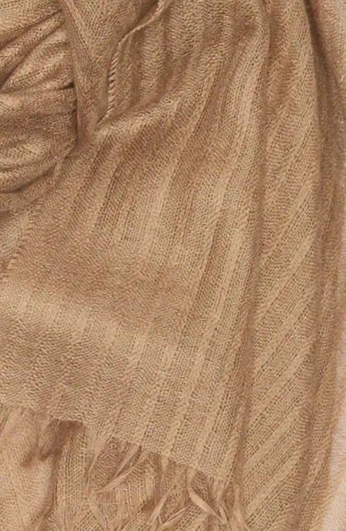 Nordstrom Striped Silk & Cashmere Scarf - Tan