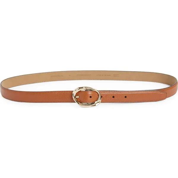 Nordstrom Cora Slim Leather Belt - Rust Bisque- Gold