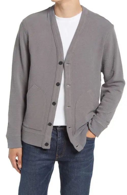 Treasure & Bond Stretch Cotton Fleece Cardigan - Grey Tornado