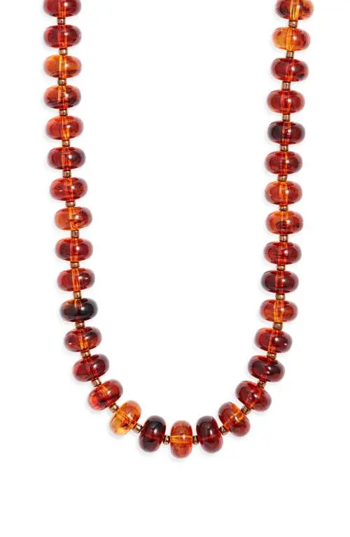 Nordstrom 12mm Beaded Necklace - Brown- Gold