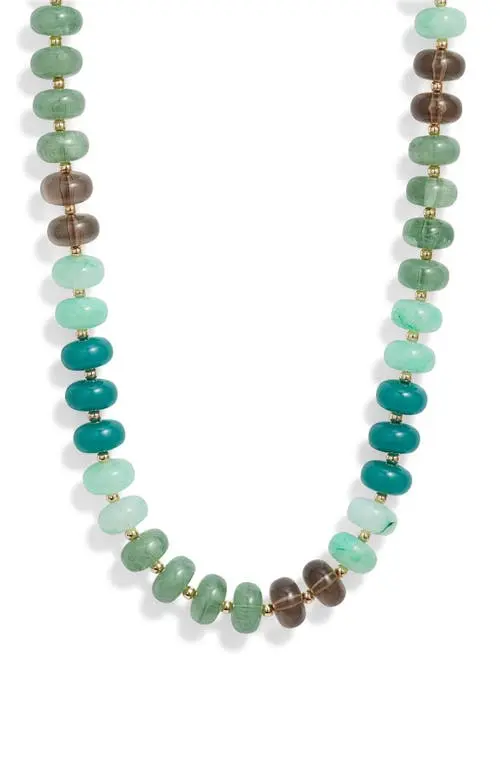 Nordstrom 12mm Beaded Necklace - Green Multi- Gold