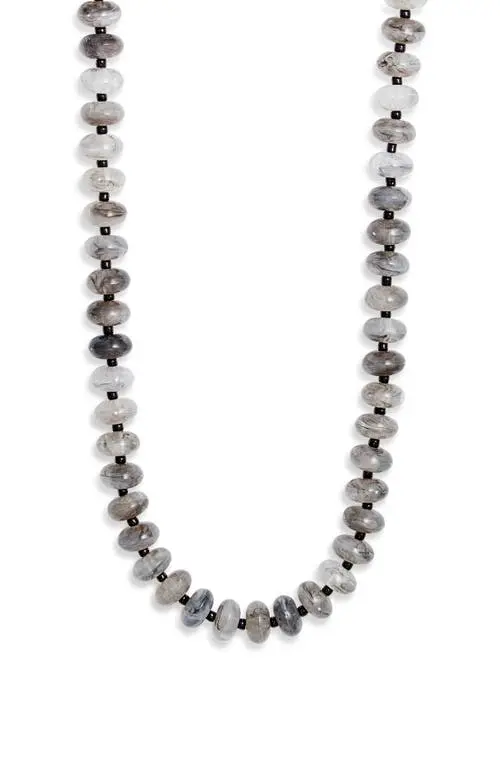 Nordstrom 12mm Beaded Necklace - Grey- Gold