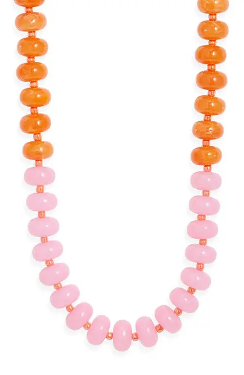 Nordstrom 12mm Beaded Necklace - Orange Multi- Gold