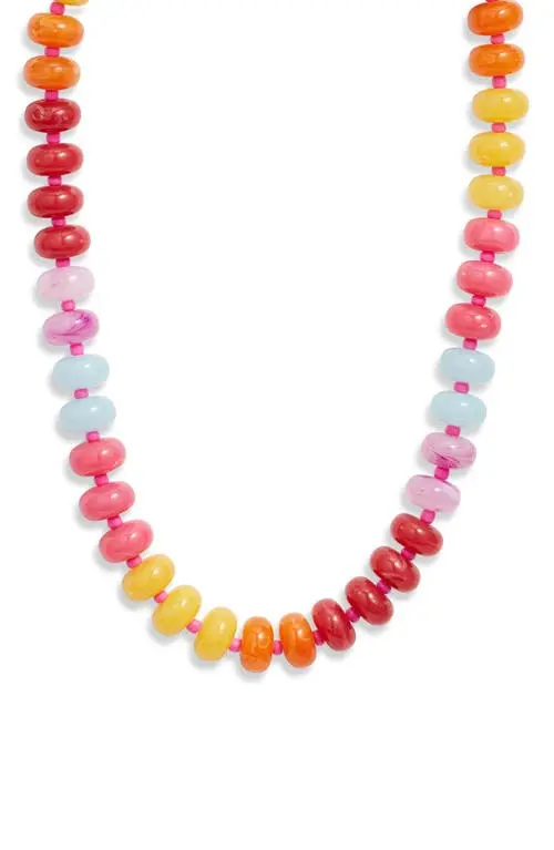 Nordstrom 12mm Beaded Necklace - Pink Multi- Gold