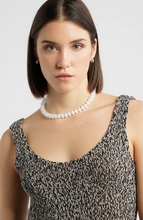 Nordstrom 12mm Beaded Necklace - White- Gold