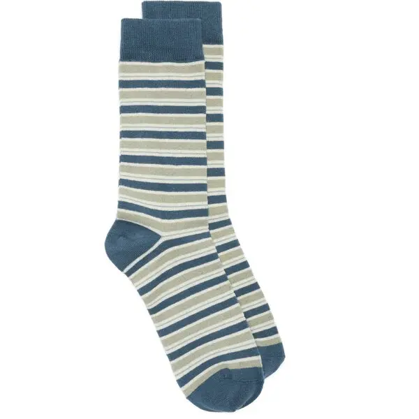 Nordstrom Striped Dress Socks - Blue Slate- Green