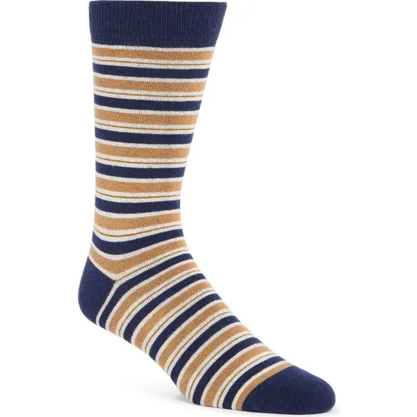 Nordstrom Striped Dress Socks - Navy- Brown Saddle