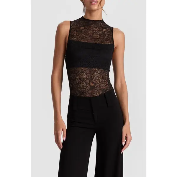 Alice + Olivia Nichol Lace Bodysuit - Black