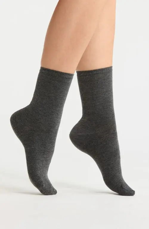 Nordstrom Solid Flat Knit Dress Socks - Charcoal Heather