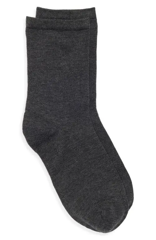 Nordstrom Solid Flat Knit Dress Socks - Charcoal Heather
