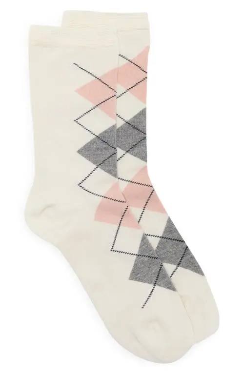 Nordstrom Flat Knit Dress Socks - Ivory Argyle