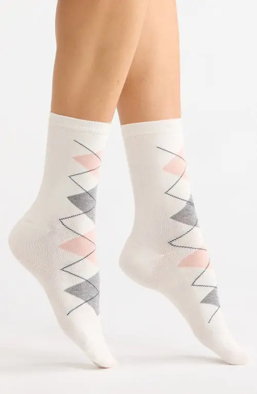 Nordstrom Flat Knit Dress Socks - Ivory Argyle