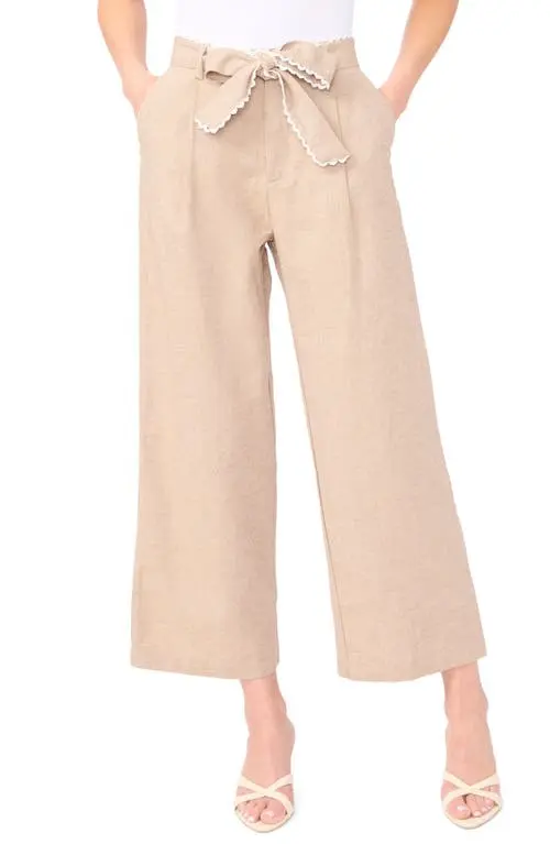 CECE DUPRAZ Bow Tie Waist Ankle Wide Leg Pants - Toffee