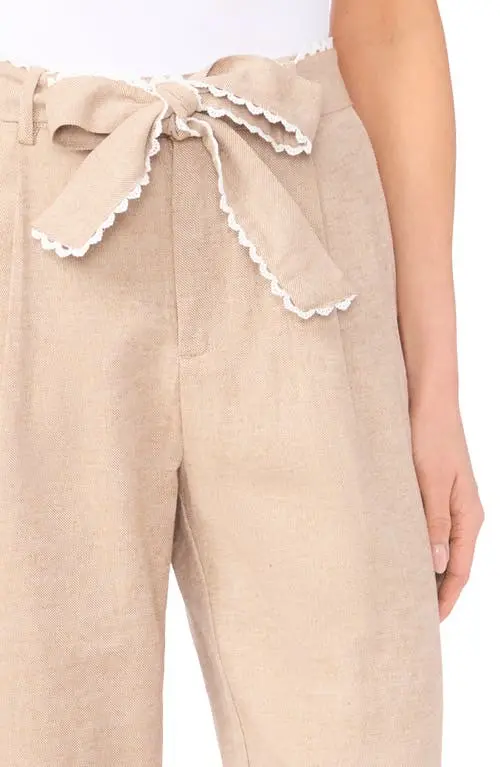 CECE DUPRAZ Tie Waist Wide Leg Ankle Pants