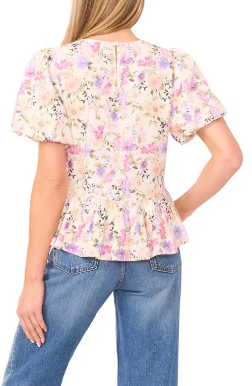 CECE DUPRAZ Floral Shirred Neck Top