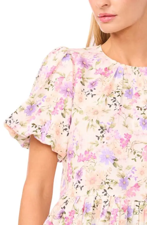 CECE DUPRAZ Floral Shirred Neck Top