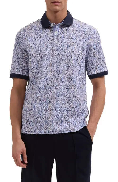 Bugatchi Vasco Ooohcotton® Tropical Leaf Print Polo - Iris