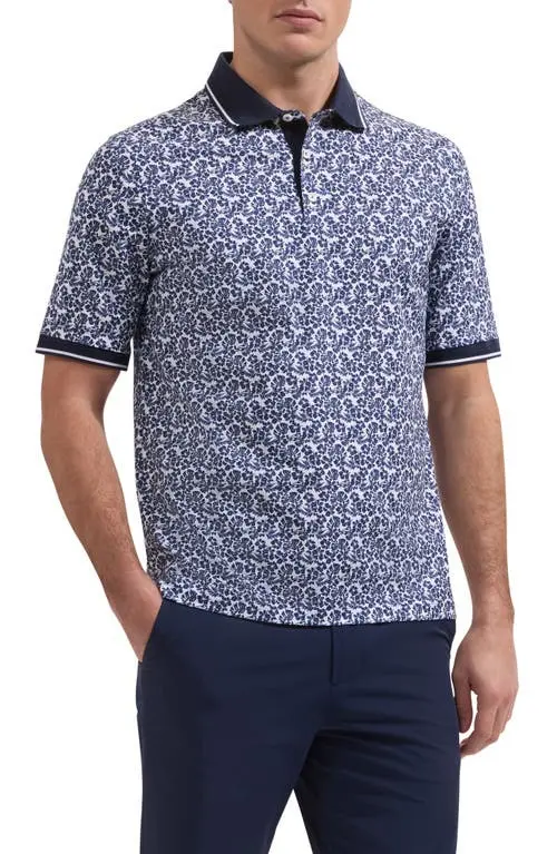 Bugatchi Vance Ooohcotton® Tropical Floral Polo - Navy
