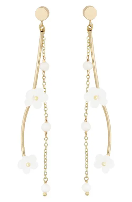 PANACEA Flower Linear Drop Earrings - White