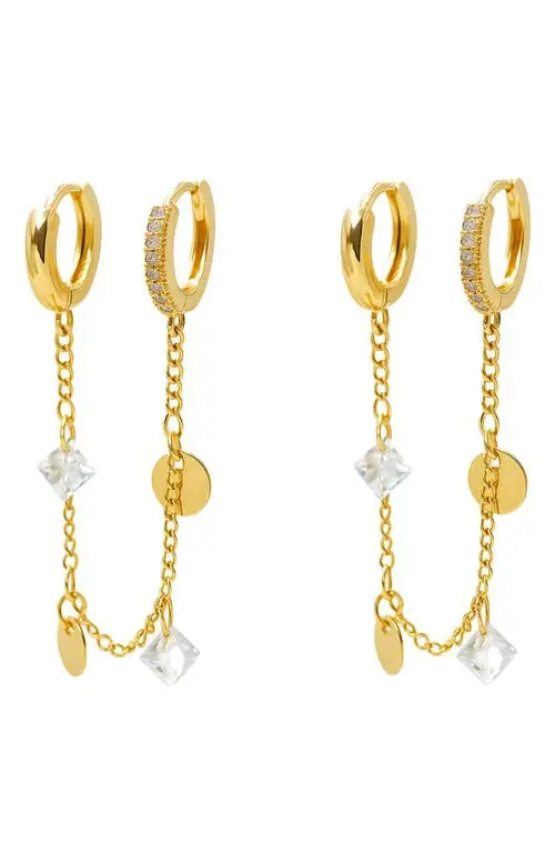 LA MENO Chain Drop Hoop Earrings - Gold