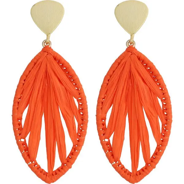 PANACEA Rattan Marquise Drop Earrings - Orange
